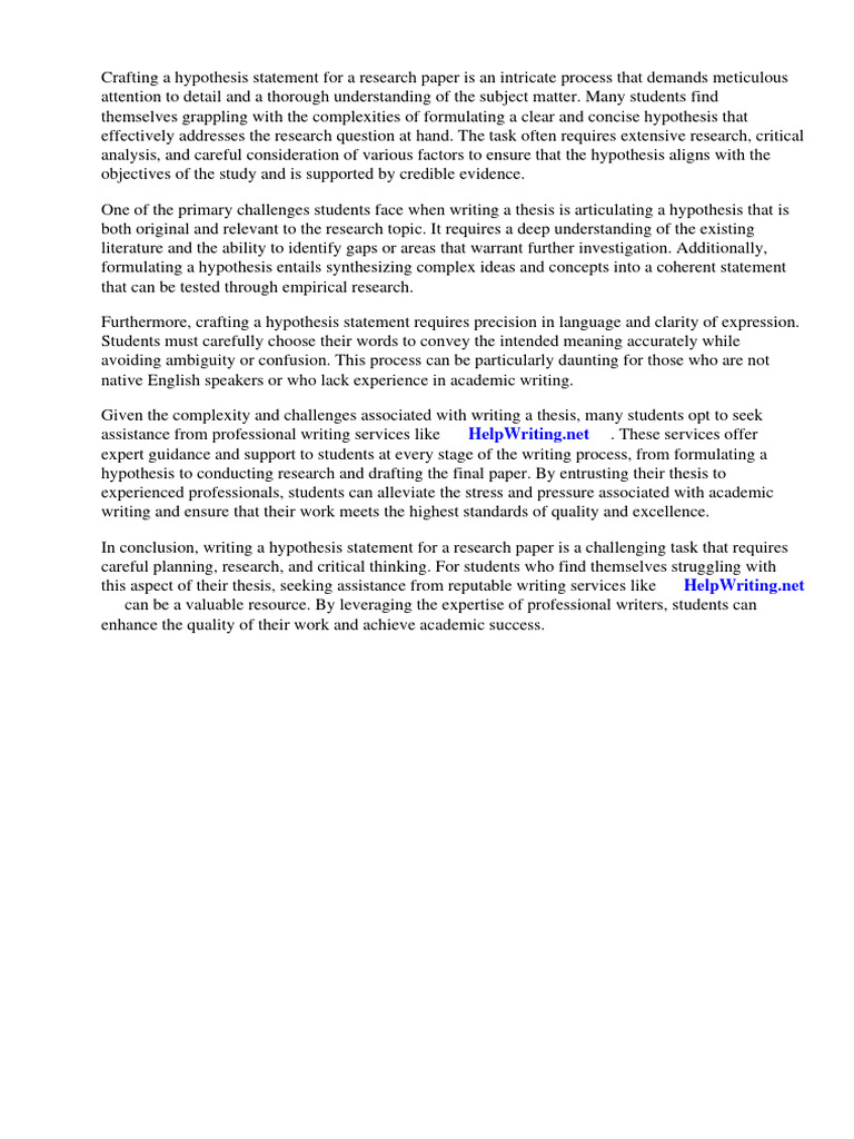 Crafting Effective Hypothesis Statements | PDF