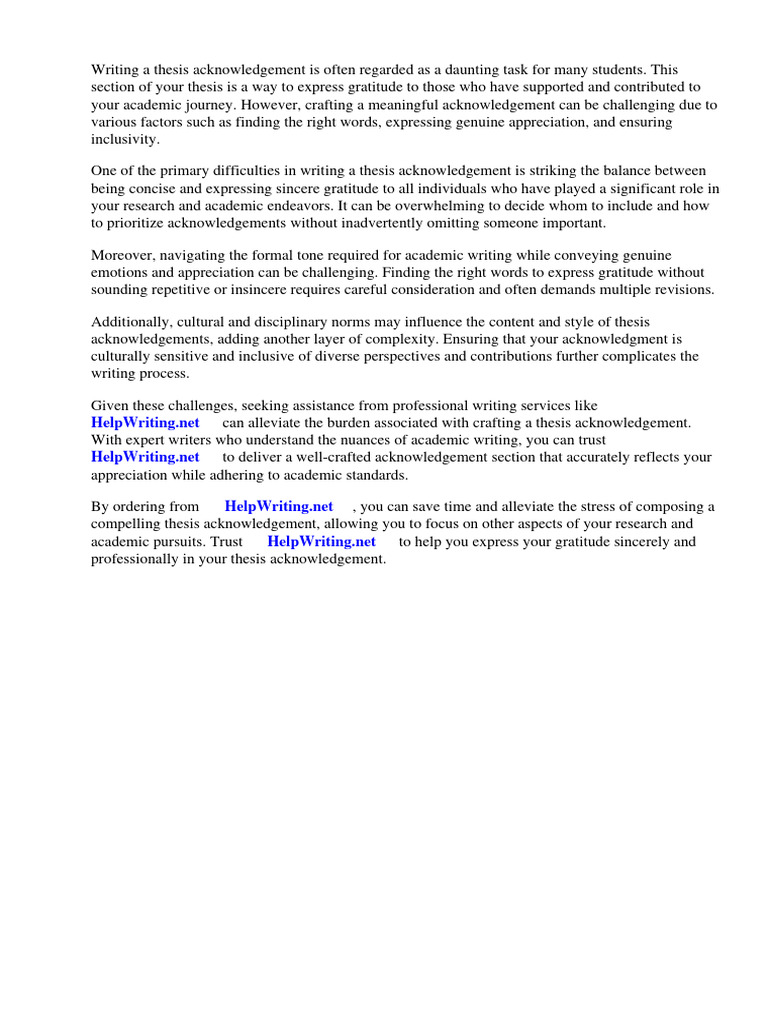 Writing A Thesis Acknowledgement | PDF | Thesis