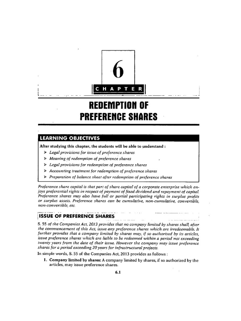 Redemption of Pref Shares | PDF