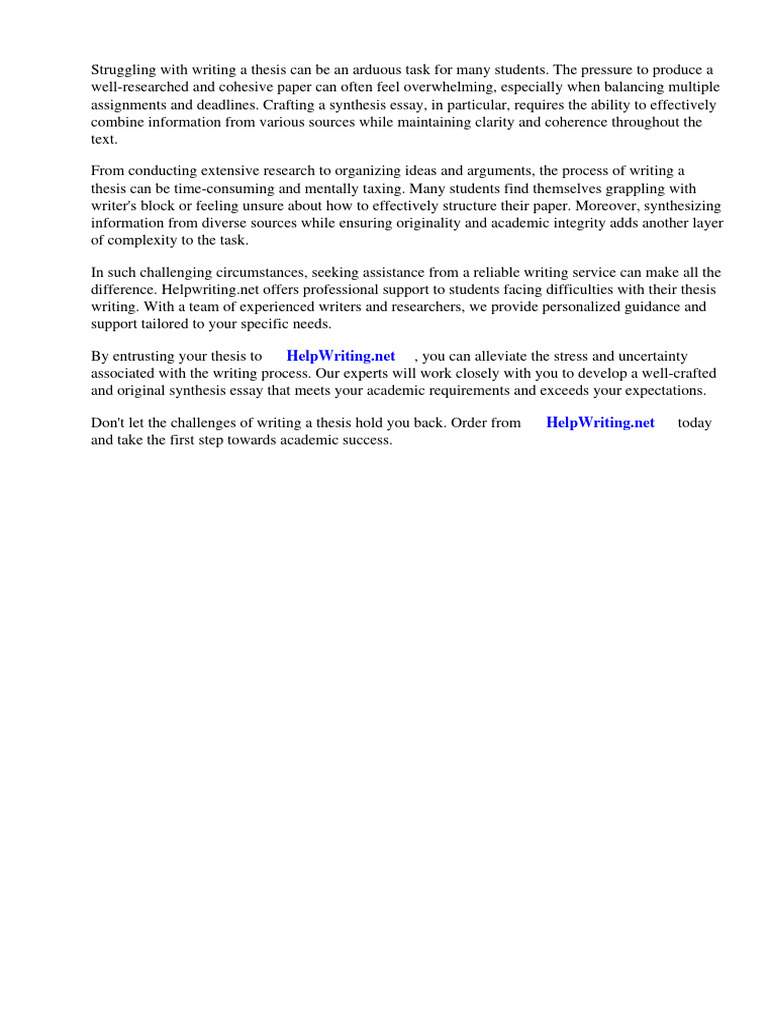 Synthesis Essay Example English 12 | PDF