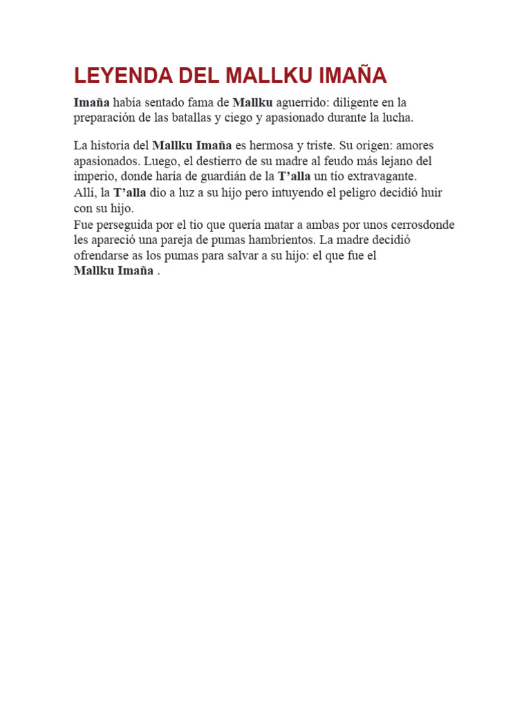 Leyenda Del Mallku Imaña | PDF | Novela negra, policíaca y suspenso