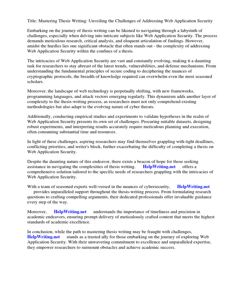 Thesis Web Application Security Pdf Security Computer Security