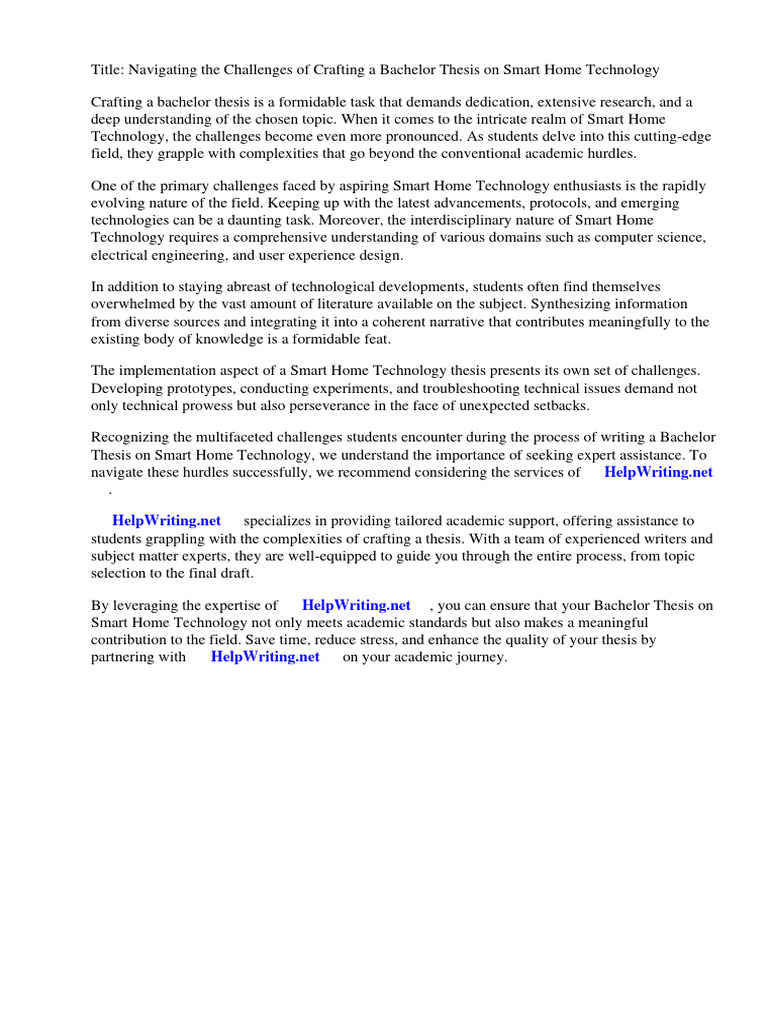 Bachelor Thesis Smart Home | PDF | Thesis | Home Automation