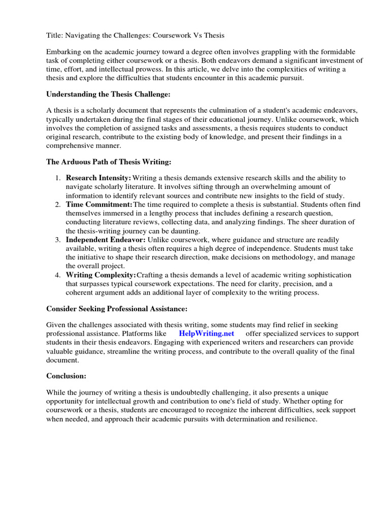 Coursework Vs Thesis | PDF