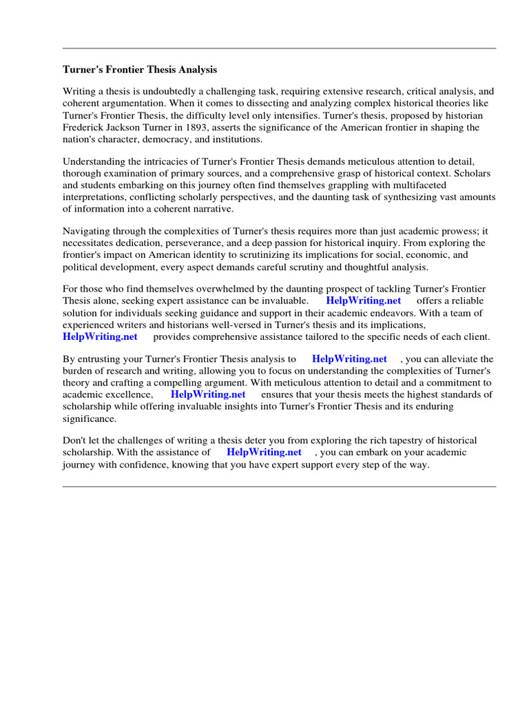 Turners Frontier Thesis Analysis | PDF