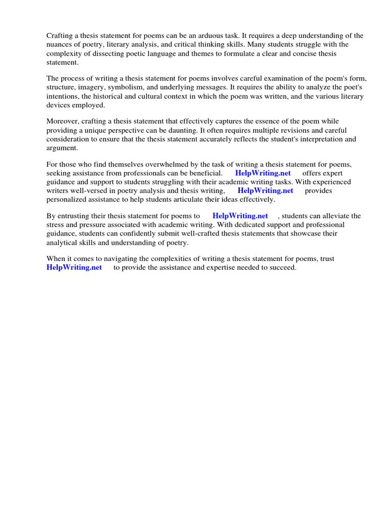 Thesis Statement For Poems | PDF | Poetry | Essays