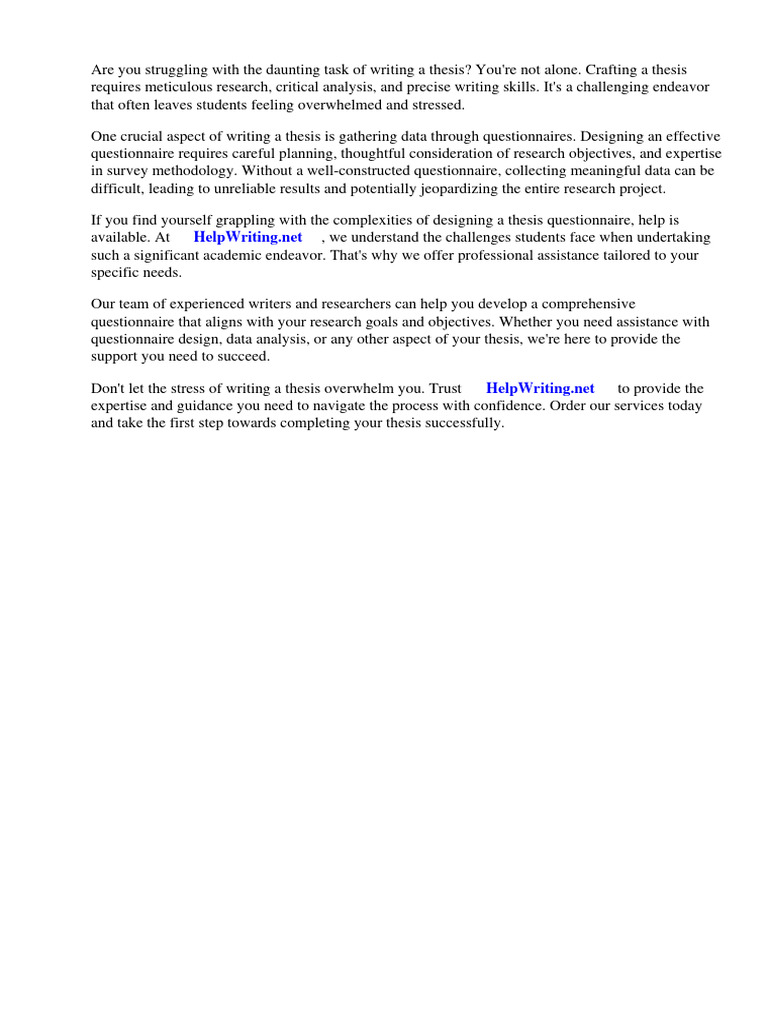 Sample of Thesis Questionnaire | PDF | Survey Methodology | Thesis