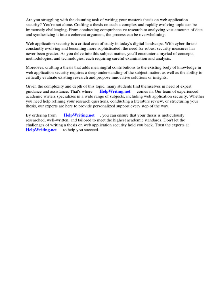 Web Application Security Master Thesis Pdf Security Computer Security