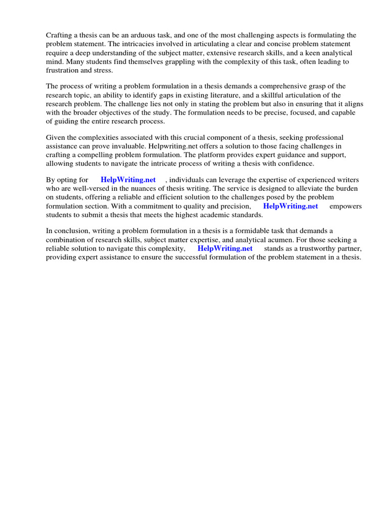 How to Write Problem Formulation in Thesis | PDF | Thesis | Cognitive ...