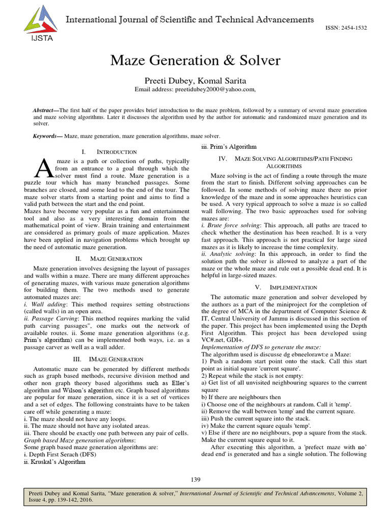 MAZE SOLVER AN ARTIFICIAL INTELLIGENCE PROJECT Using Python | PDF | Maze | Algorithms And Data ...