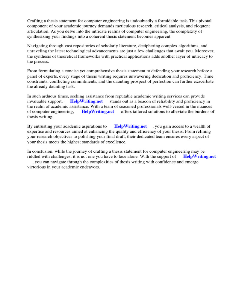 Thesis Statement For Computer Engineering | PDF | Computers