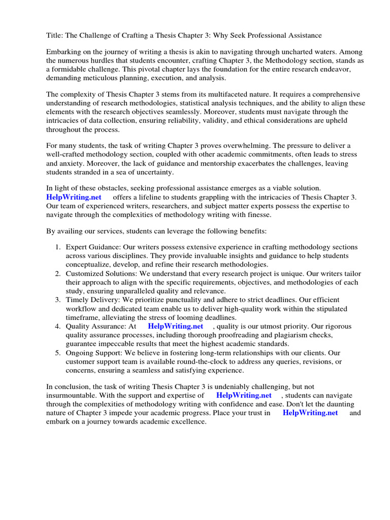 Sample of Thesis Chapter 3 | PDF | Methodology | Thesis