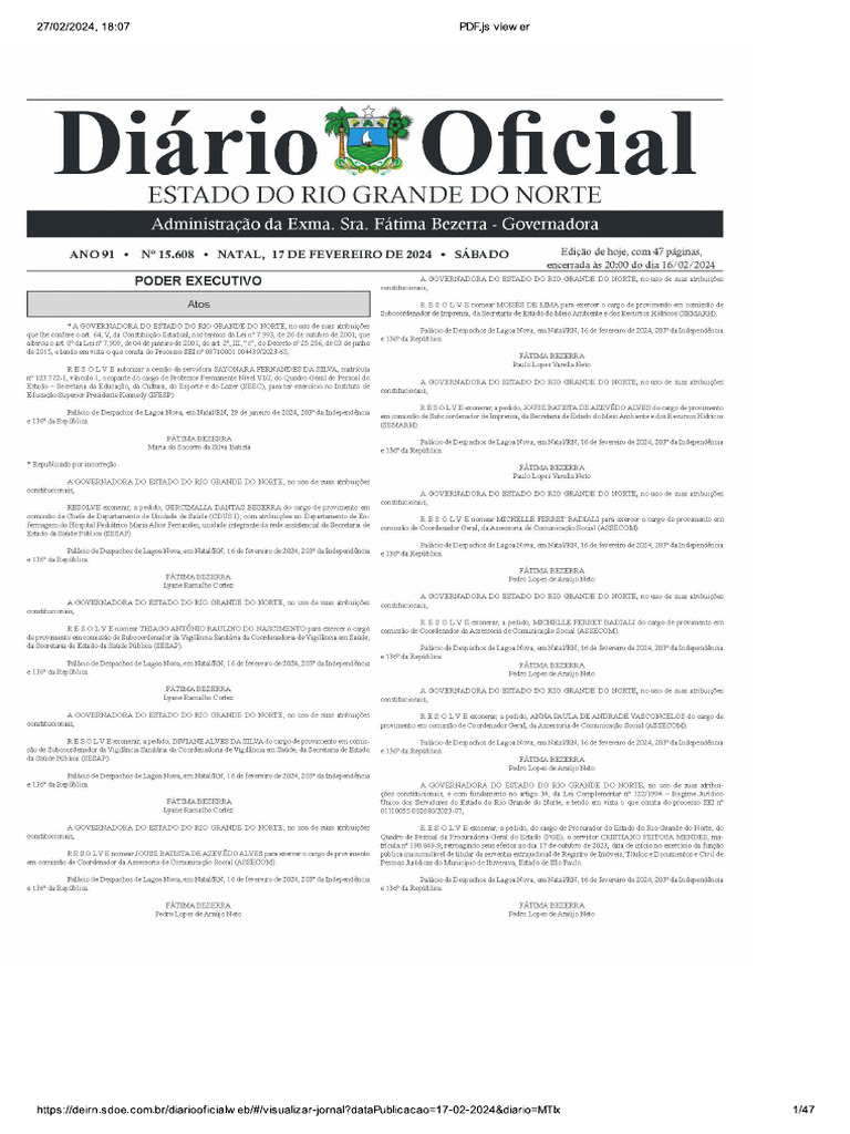 Diario Oficial RN 17 02 2024 | PDF