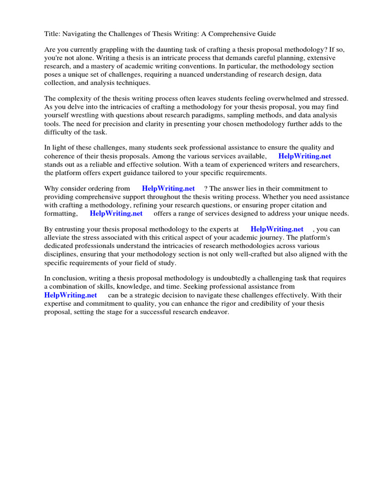 Thesis Proposal Methodology Sample | PDF | Methodology | Thesis