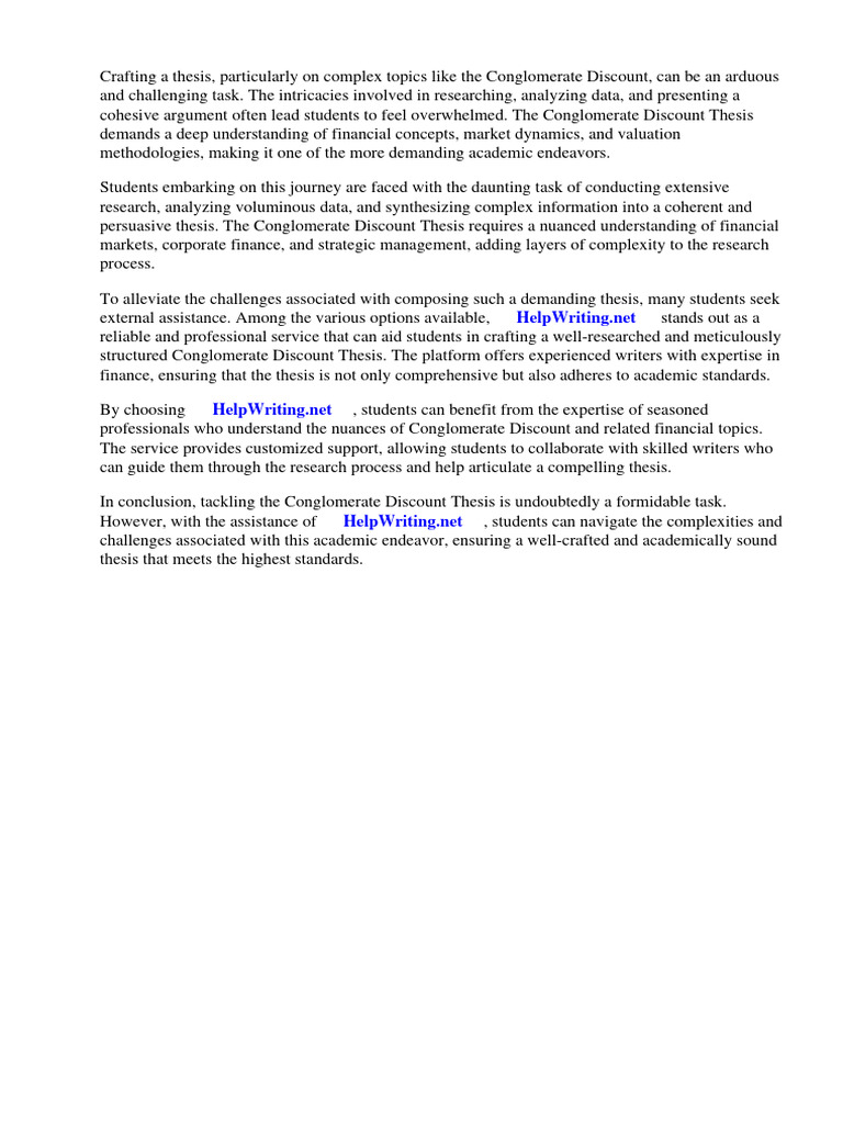 Conglomerate Discount Thesis | PDF | Finance & Money Management