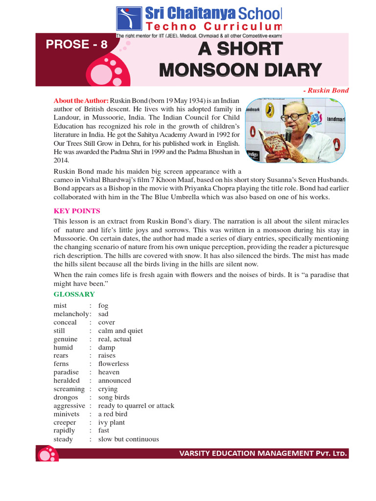 Ruskin Bond's Monsoon Diary Insights | PDF