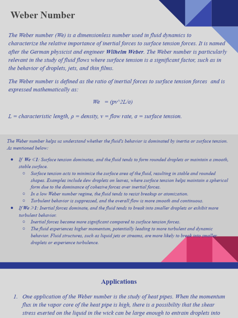Weber Number | PDF | Surface Tension | Fluid Dynamics