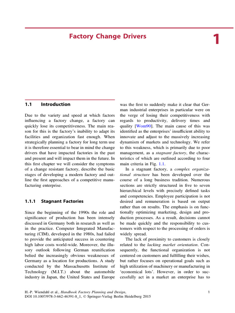 Handbook Factory Planning and Design - Wiendahl, Nyhuis - Ch.1 | PDF ...