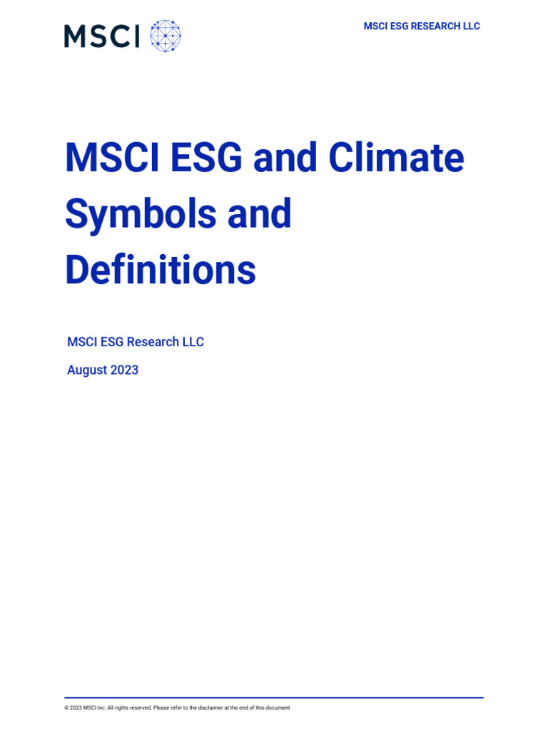 MSCI ESG and Climate Symbols and Definitions | PDF