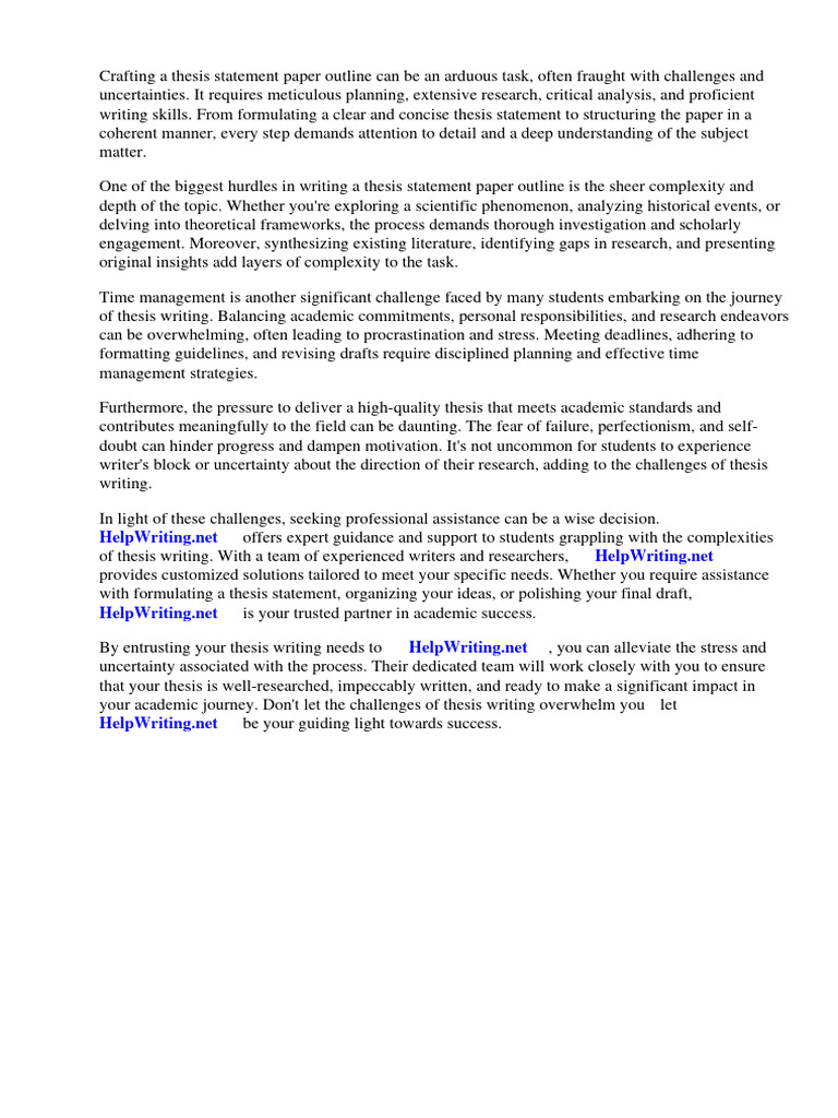 Thesis Statement Paper Outline | PDF