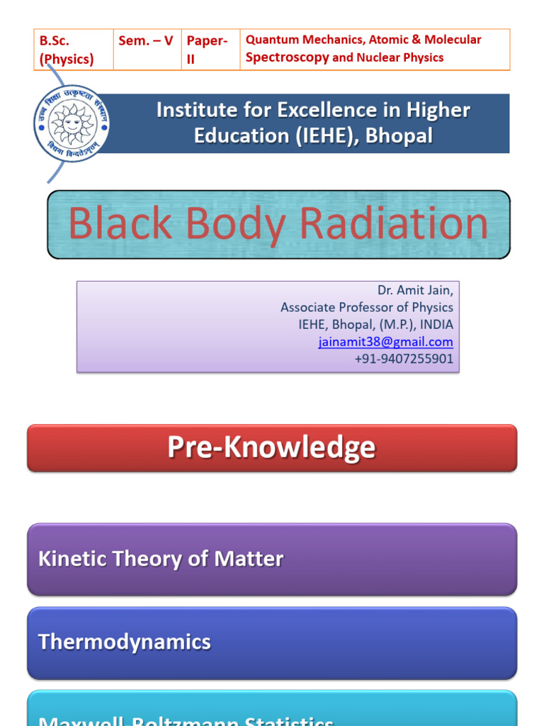 Black Body Radiation-L1 | PDF | Temperature | Electromagnetic Radiation