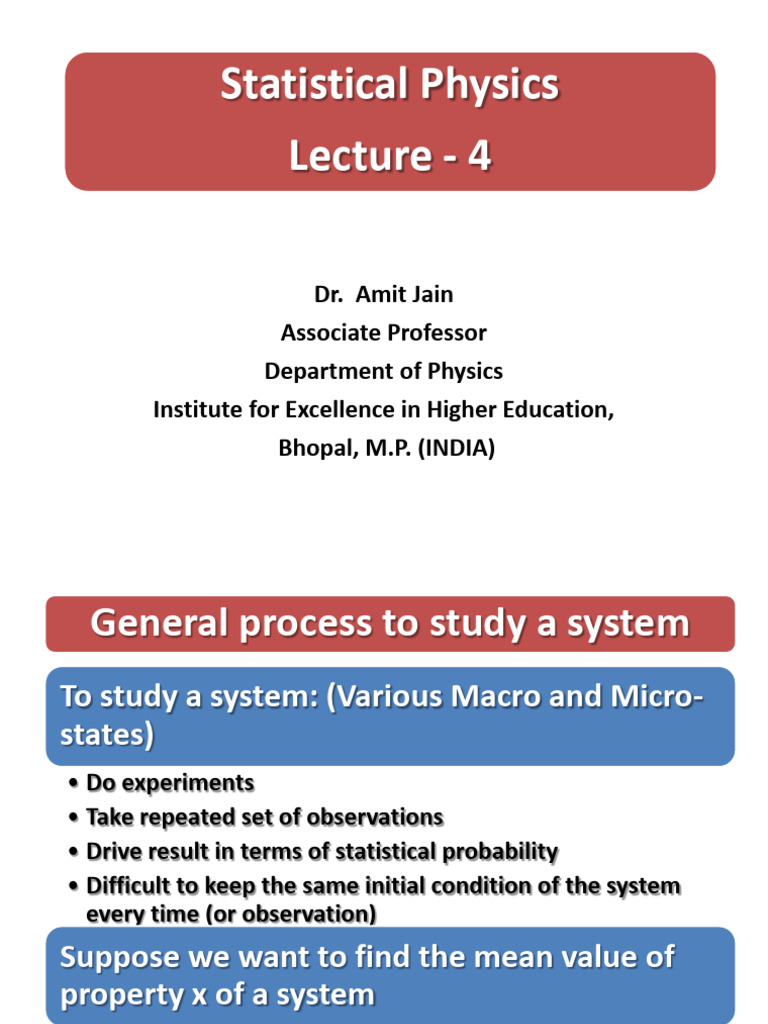 Statistical Physics - Lecture 4 | PDF | Temperature | Thermodynamic ...