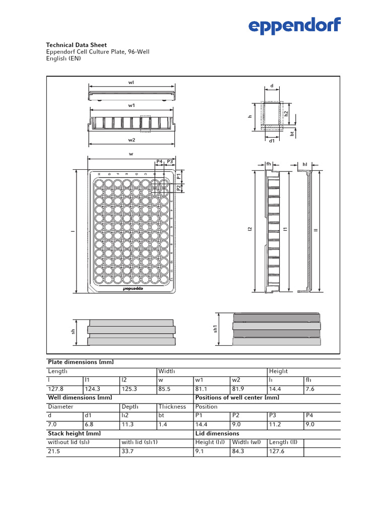 Eppendorf Consumables Technical Data Cell Culture Plate 96 Well | PDF