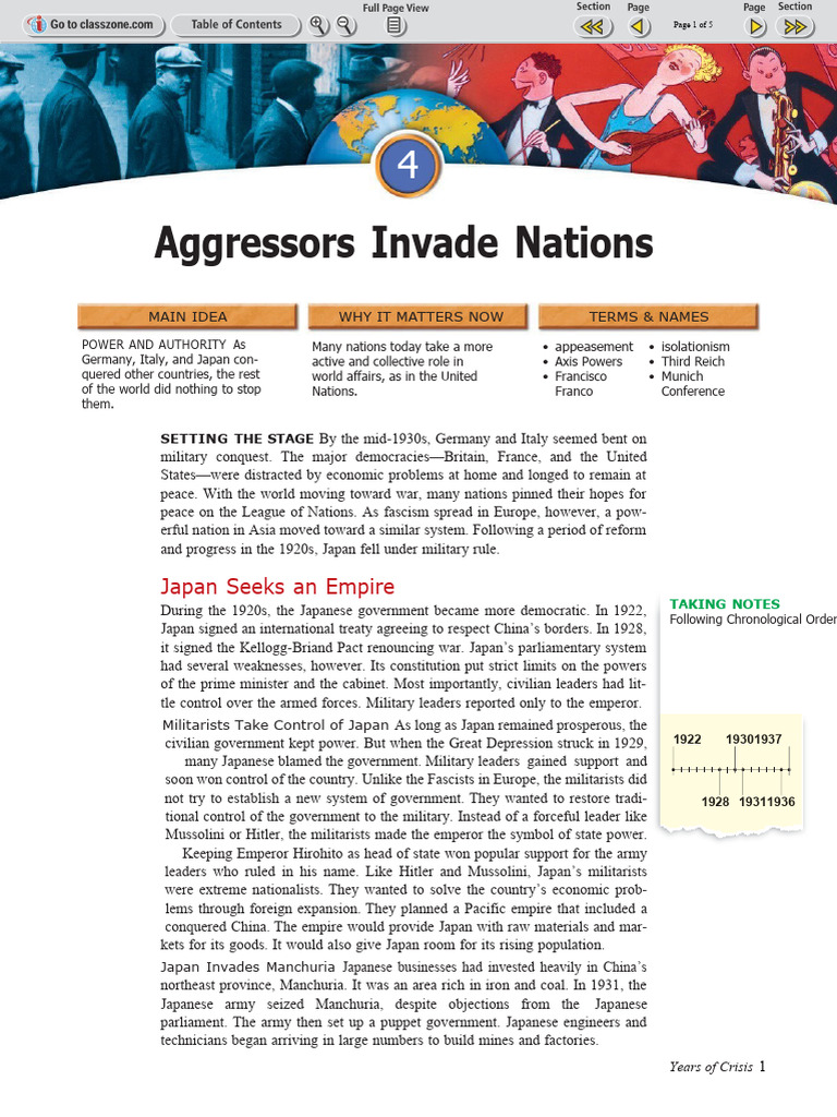 CH 31 Sec 4 Aggressors Invade Nations PDF | PDF | Axis Powers | Neville ...