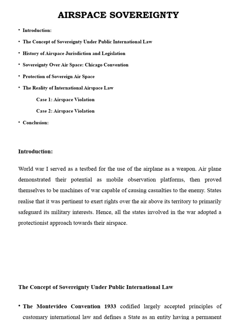 Airspace Sovereignty | PDF | Sovereign State | International Law