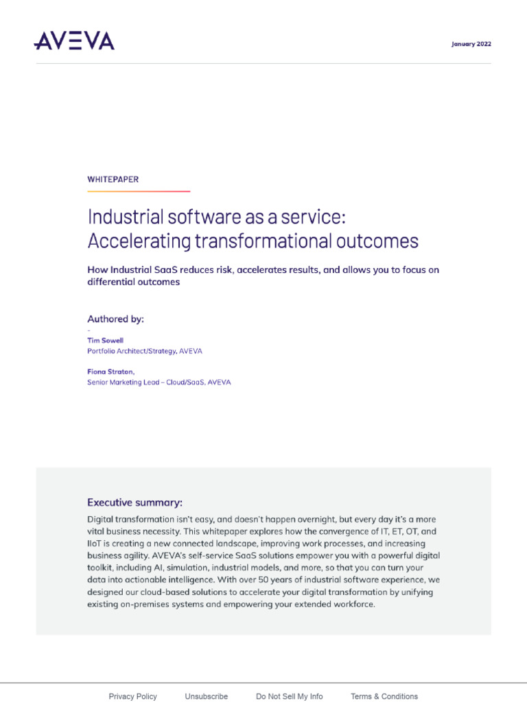 [White Paper] Industrial Software as a Service_ Accelerating Transformational Outcomes | PDF