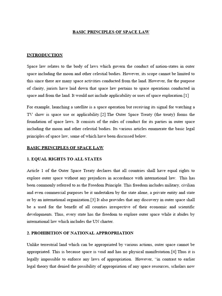 Key Principles of Space Law | PDF | Politics | Social Science