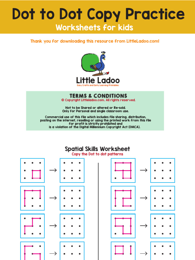 Dot To Dot Copy Practice Worksheets Little Ladoo | PDF