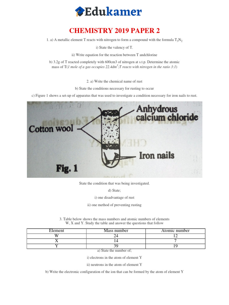 Chemistry 2019 Paper 2 Exam Questions | PDF