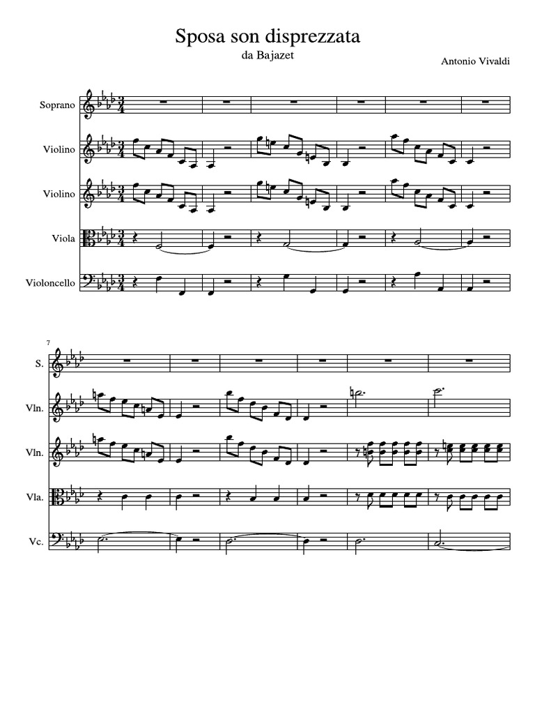 Vivaldi, Bajazet, Sposa Son Disprezzata-Partitura - e - Parti | PDF