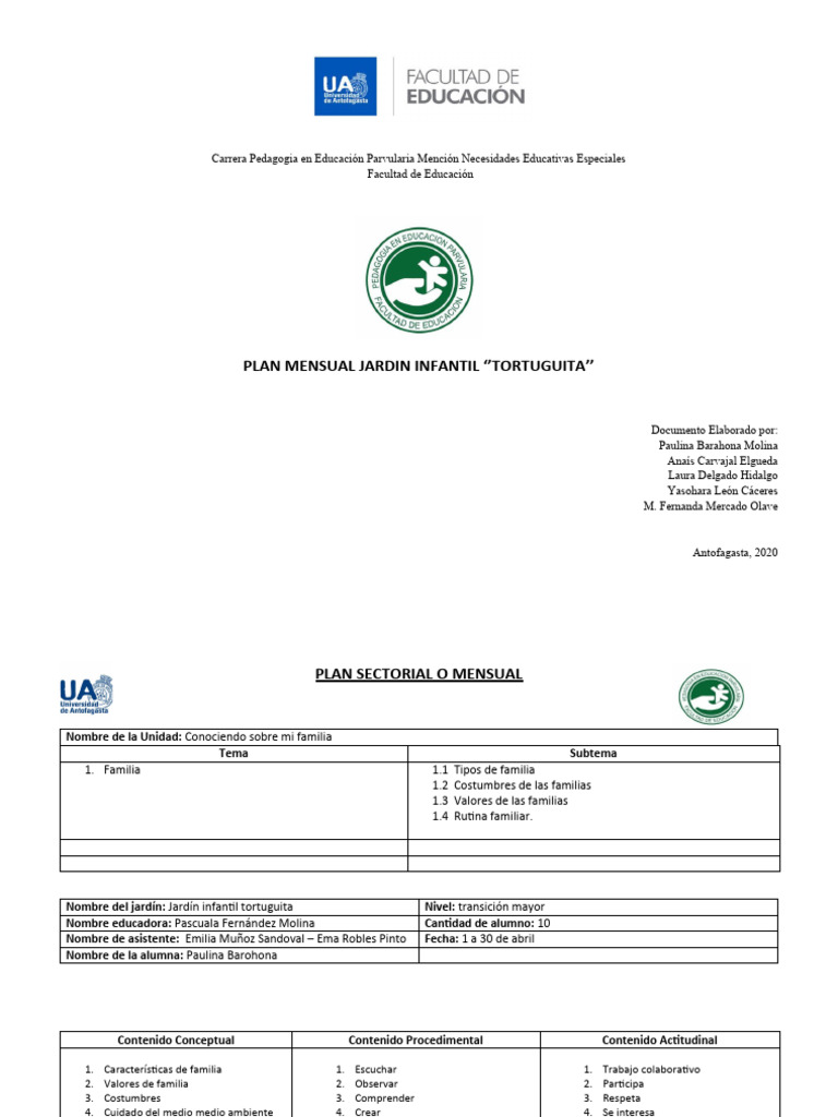 Plan Mensual Agregar Analisis | PDF
