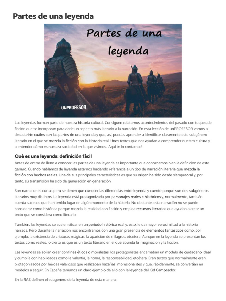 Partes de una leyenda | PDF