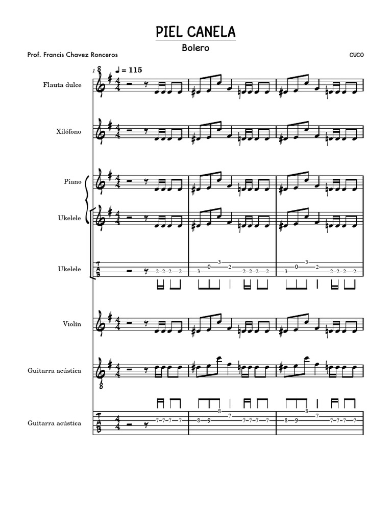 Piel Canela Partitura Y Partes Pdf