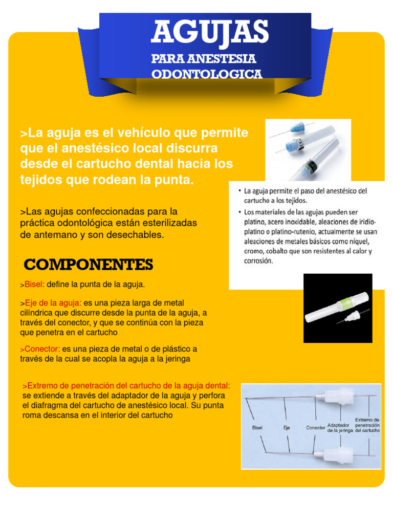 Infografía Agujas y Cartuchos Anestesiologia Dental MALAMED | PDF ...