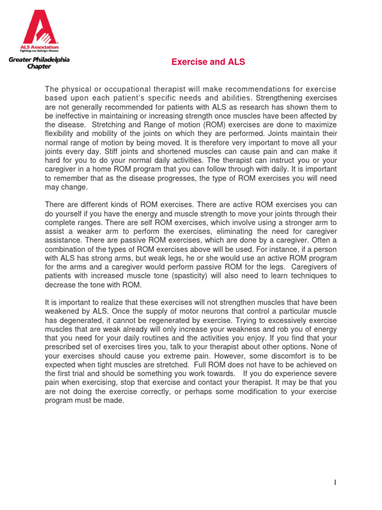 ALS Exercise Guidelines | PDF | Self-Improvement