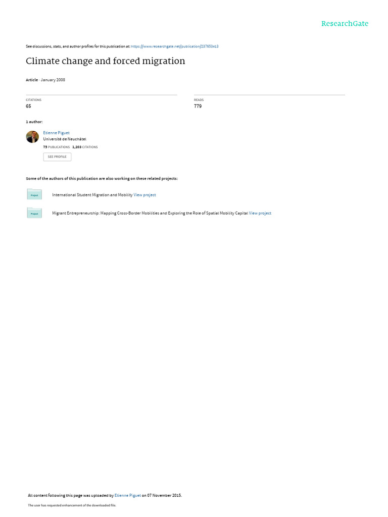 Climate Change and Forced Migration | PDF | Human Migration | Sea Level ...