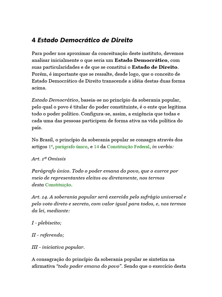 Estado Democrático de Direito: Conceitos e Princípios | PDF ...