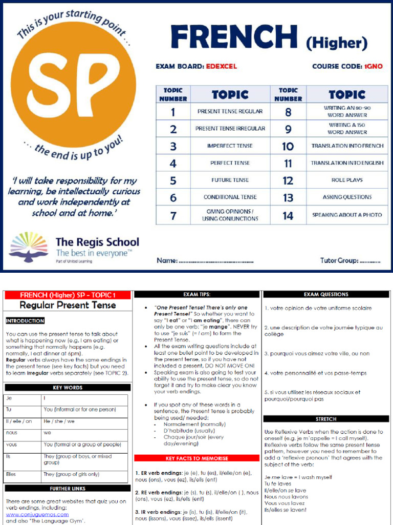 French Booklet GCSE | PDF