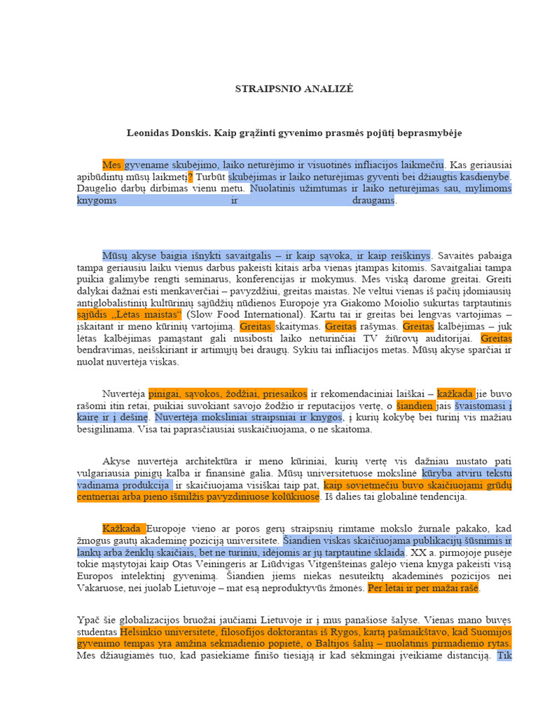 Straipsnio Analizė ( Leonidas Donskis) | PDF