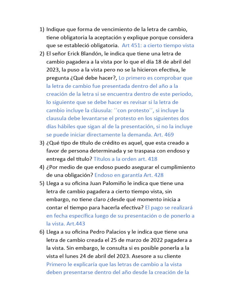 Respuestas Examen de Mercantil | PDF