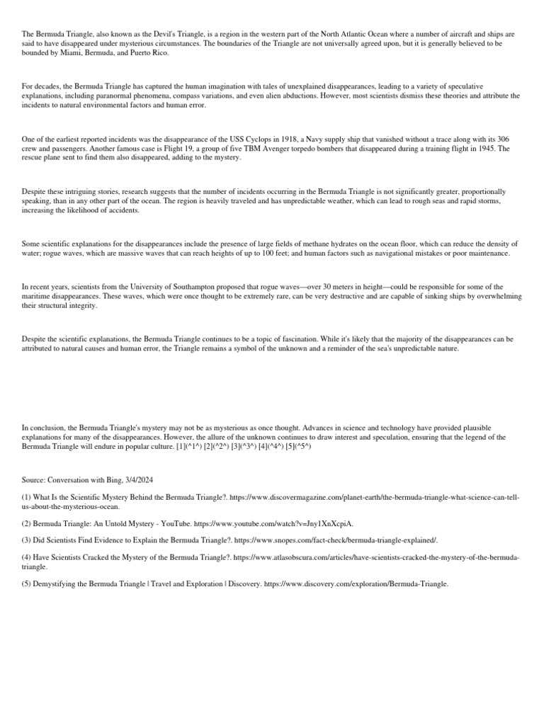 Bermuda Triangle Untold Mystery | PDF | Social Science