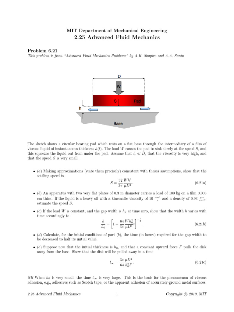 MIT2 25F13 Solution6.21 | PDF | Viscosity | Liquids