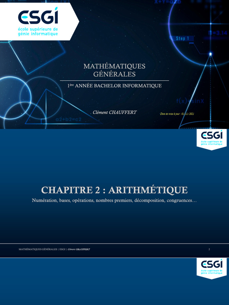 Esgi b1 Mathematiques Generales Arithmetique | PDF