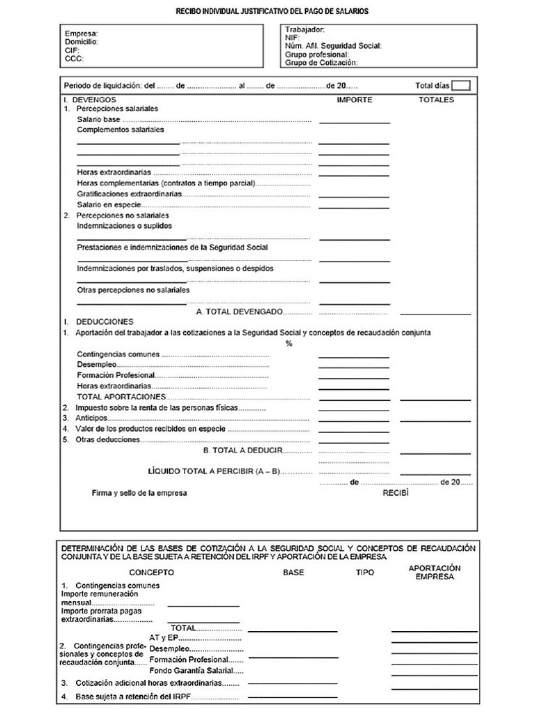 MODELO DE NÓMINA (2) | PDF