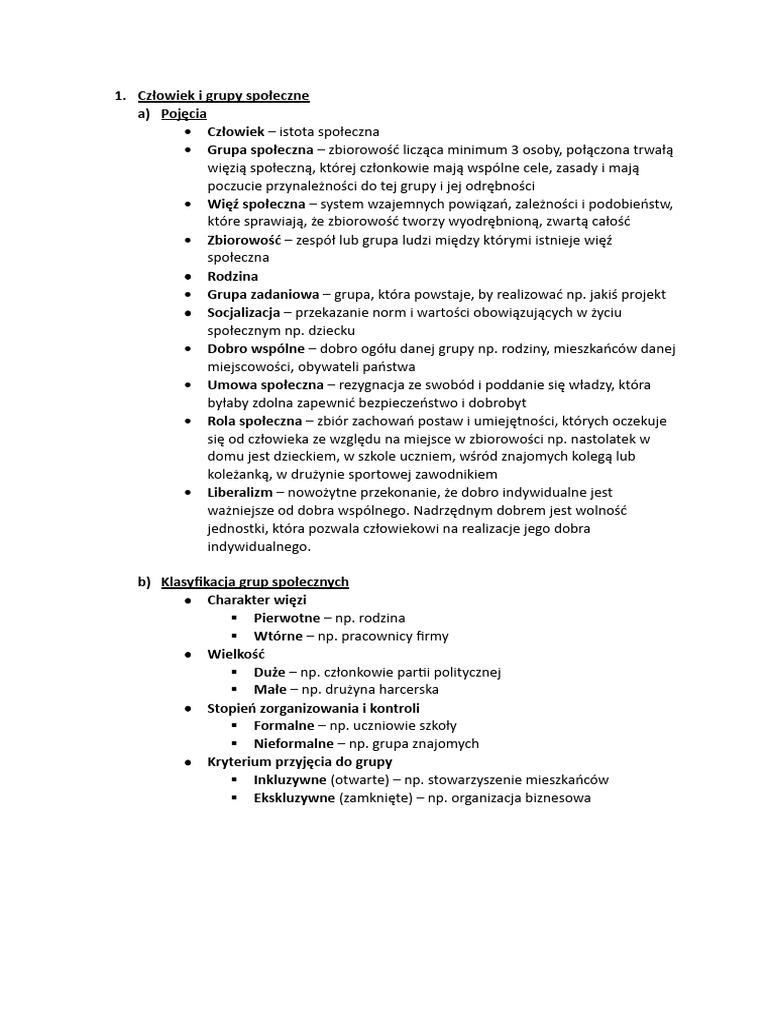 Człowiek I Grupy Społeczne | PDF