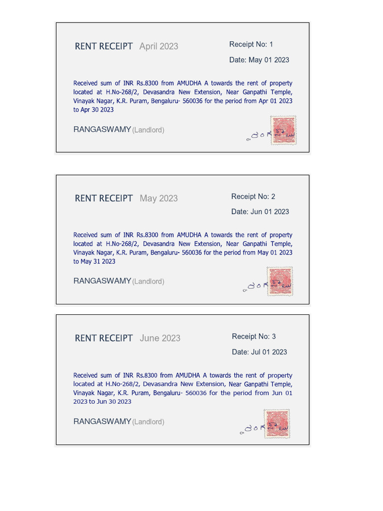 Rent Receipt Generator Online - House Rent Receipt | PDF